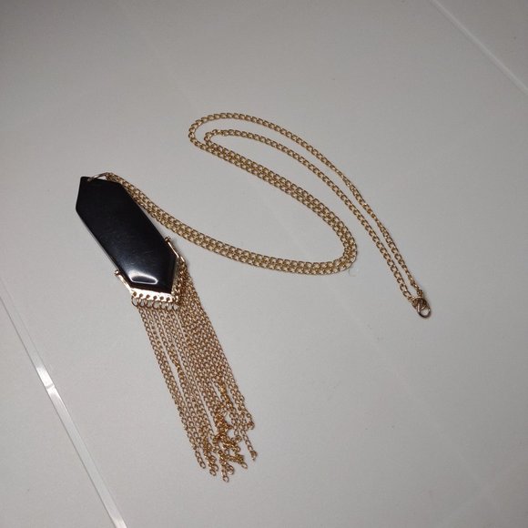 Jewelry | Black Plastic And Metal Chain Tassel Pendant Necklace 29 ...